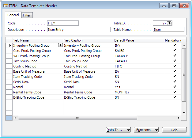 Cloning – Extending Data Templates in Dynamics NAV using TableFilter